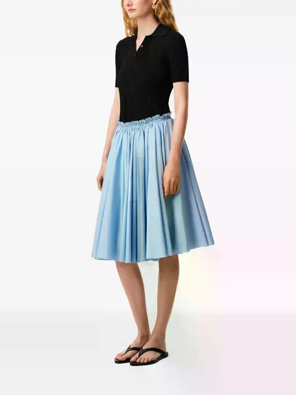 AMI Paris Cotton Poplin Midi Corolla Skirt - Blue