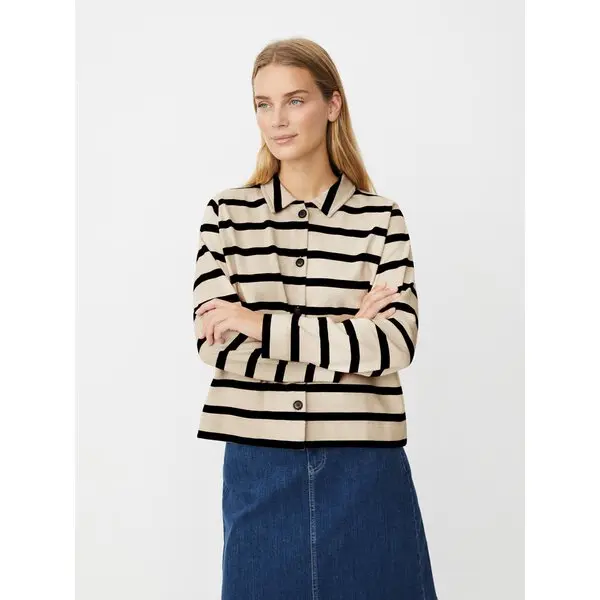 MASAI COPENHAGEN Striped Knit Cotton Cardigan - Black