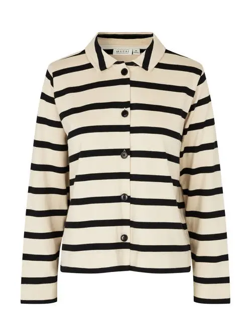 MASAI COPENHAGEN Striped Knit Cotton Cardigan - Black