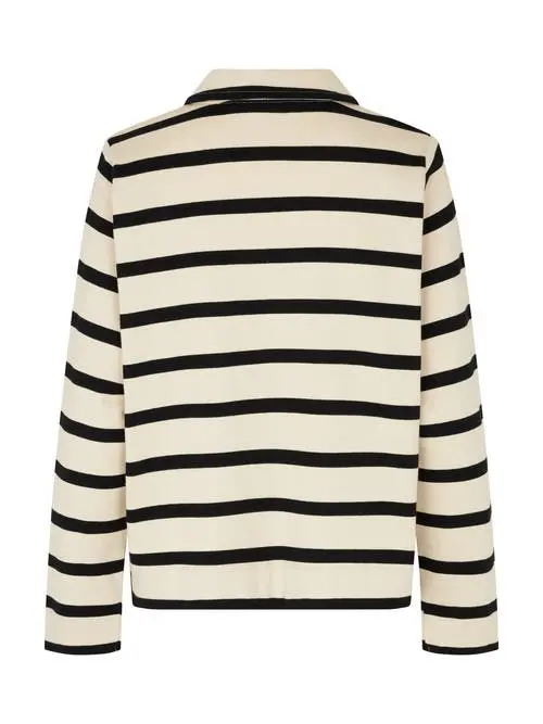 MASAI COPENHAGEN Striped Knit Cotton Cardigan - Black