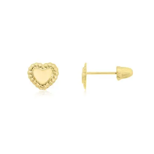 THE LOVERY FINE JEWELRY 14k Beaded Heart Stud Earrings - Yellow Gold