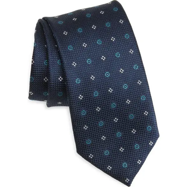 Brioni Silk Jacquard Tie - Midnight Blue/turquoise