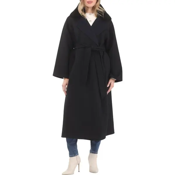 Gorski Reversible Wool Coat With Genuine Shearling Collar - Black/navy/black