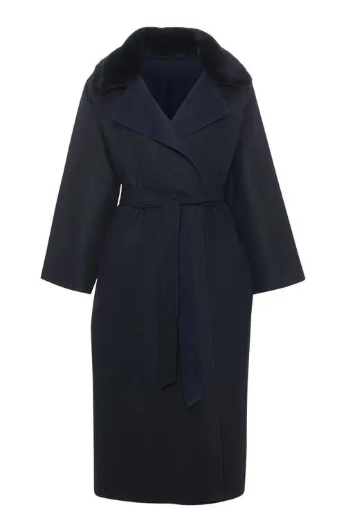 Gorski Reversible Wool Coat With Genuine Shearling Collar