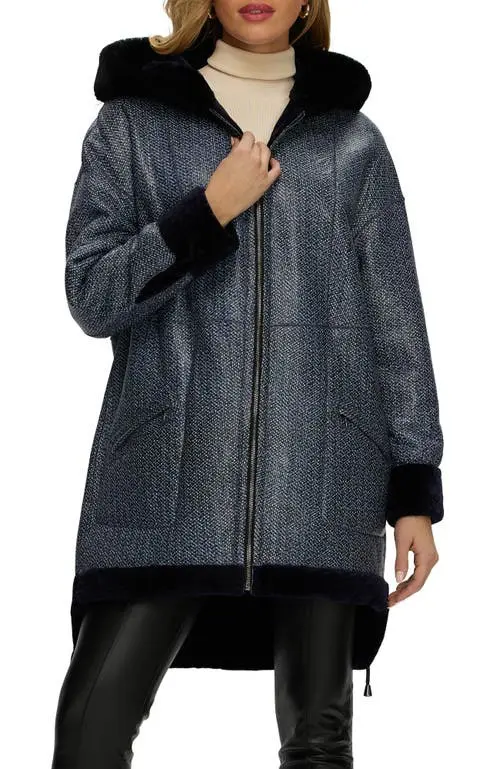 Gorski Genuine Shearling Hooded Long Coat