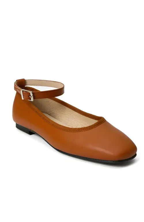 MENINA STEP Brive Classic Mary Jane Flat - Caramel