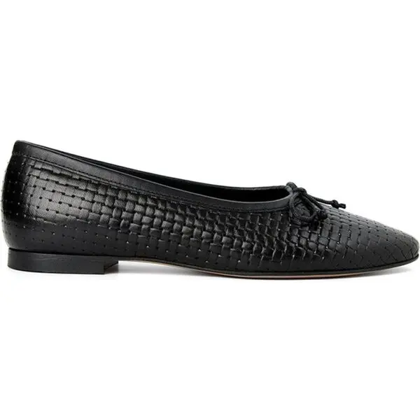 MENINA STEP Amelie Woven Leather Ballet Flats - Black