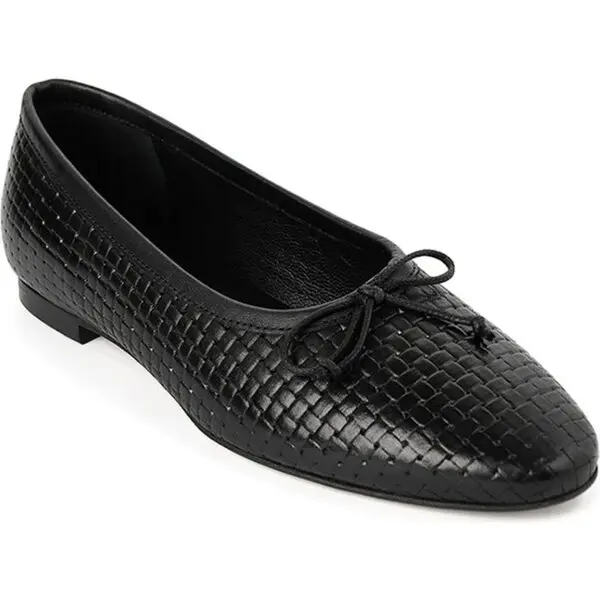 MENINA STEP Amelie Woven Leather Ballet Flats - Black