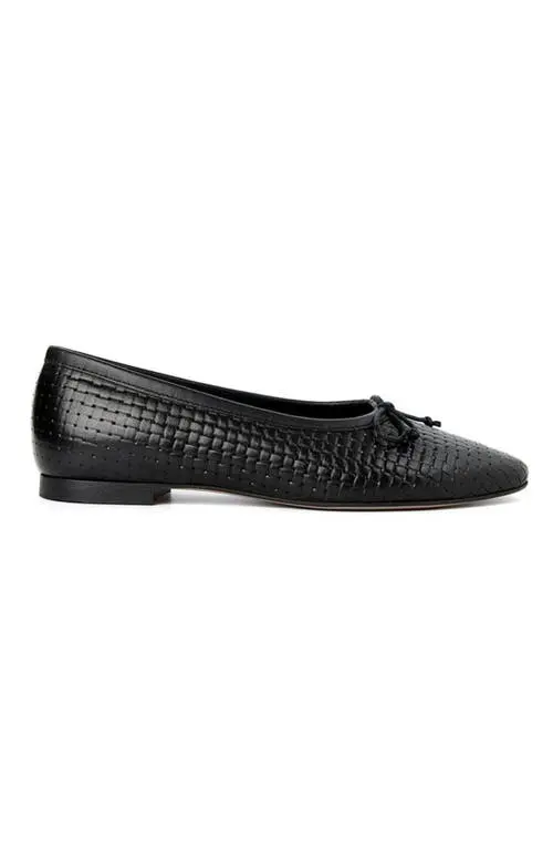 MENINA STEP Amelie Woven Leather Ballet Flats - Black
