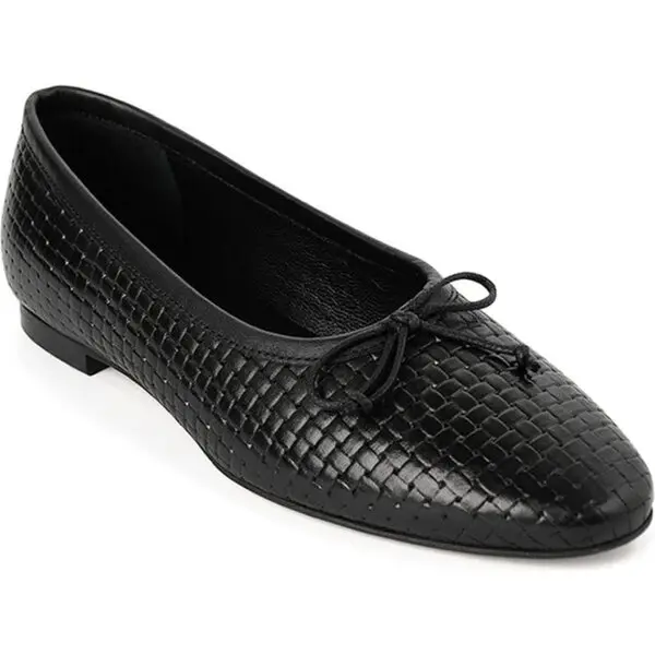 MENINA STEP Amelie Woven Leather Ballet Flats - Black