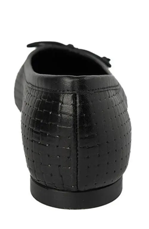 MENINA STEP Amelie Woven Leather Ballet Flats - Black