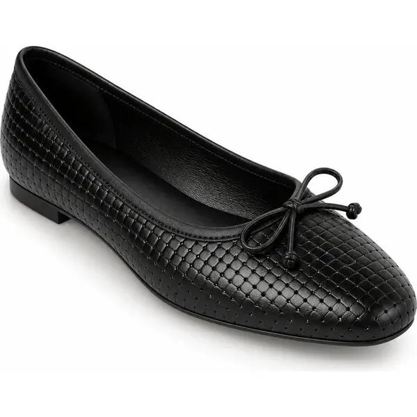 MENINA STEP Amelie Woven Leather Ballet Flats - Black
