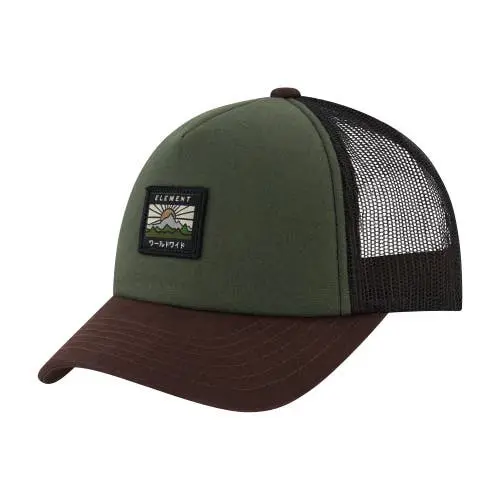 ELEMENT Logo Trucker Hat With Mesh Back And Snapback Closure - Dk Olive