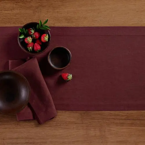 Solino Home Linen Table Runner For Dining Table - Cordovan