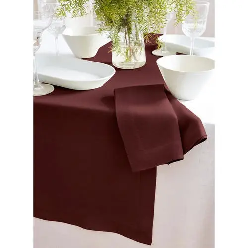 Solino Home Linen Table Runner For Dining Table - Cordovan