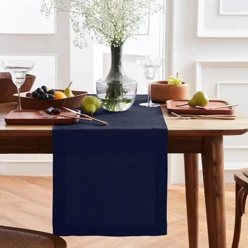 SOLINO HOME Linen Table Runnersonoma - Indigo Navy