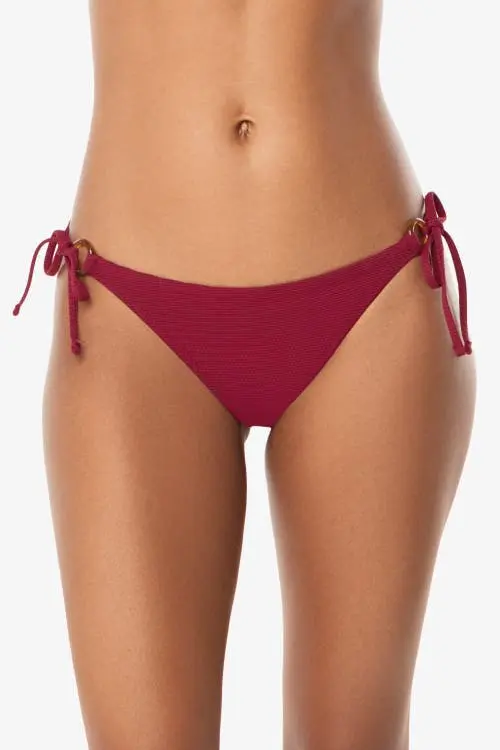 Helen Jon Tortoise Ring String Bikini Bottom - Merlot Cora Texture