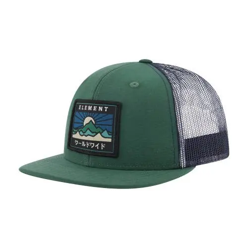 ELEMENT Flat Brim 6-panel Mesh Back Cap - Dark Green