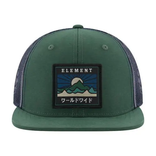 ELEMENT Flat Brim 6-panel Mesh Back Cap - Dark Green