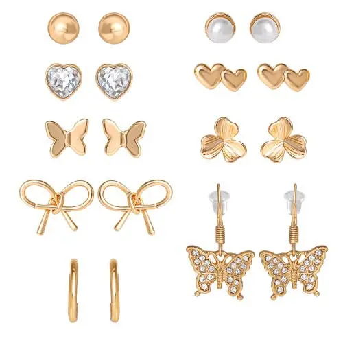 Jessica Simpson Stud & Hoop Earring Set - Gold