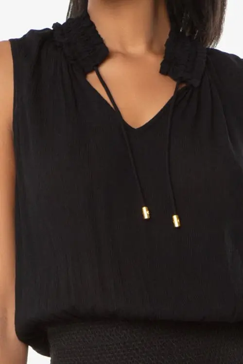 Helen Jon Sleeveless Smocked Dress - Black