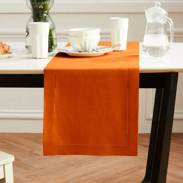 Solino Home Linen Table Runner For Dining Table - Pumpkin