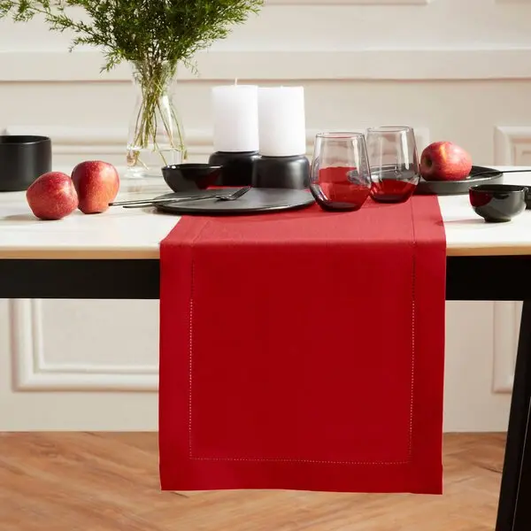 Solino Home Linen Table Runner For Dining Table - Red