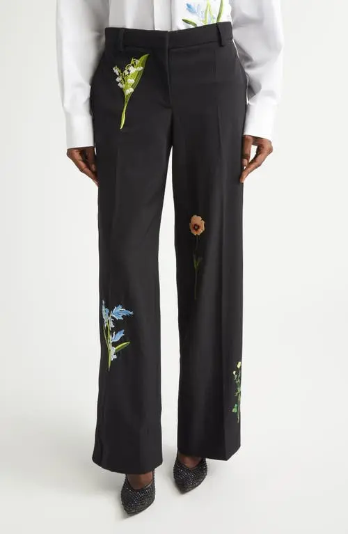 Stella McCartney Embroidered Wool Straight-leg Pants