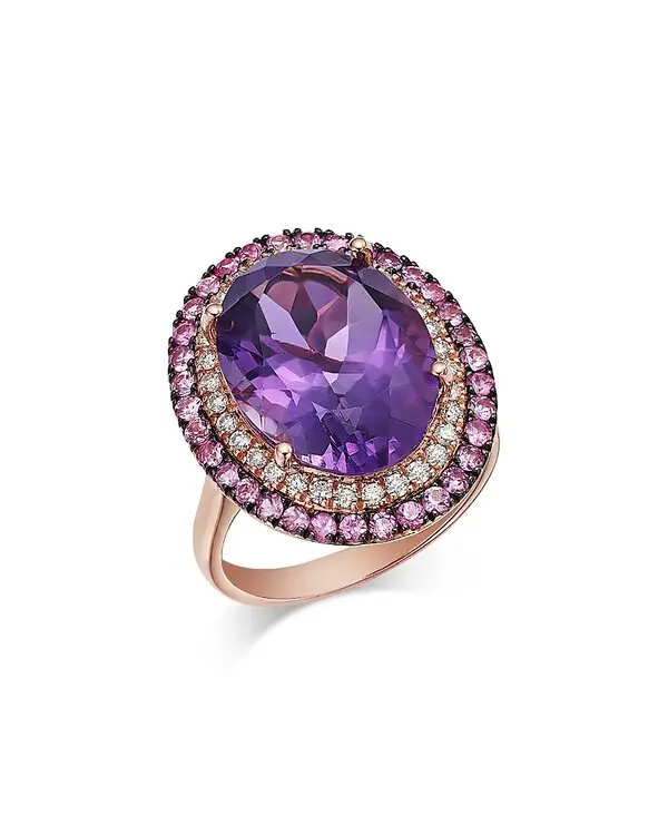 Bloomingdale'S Limited Edition Amethyst, Pink Sapphire & Diamond Ring - Rose Gold