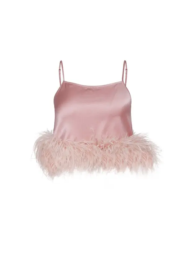 Fleur Du Mal Feather Cropped Cami