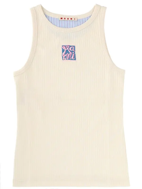 Marni Tank Top With Logo - Beige