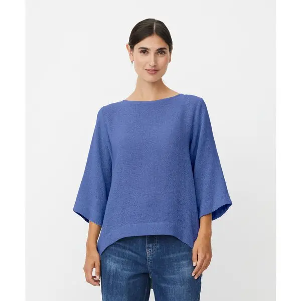 MASAI COPENHAGEN Dovinia 3/4 Sleeve Round Neck Blouse - Gray Blue
