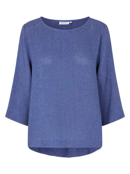 MASAI COPENHAGEN Dovinia 3/4 Sleeve Round Neck Blouse - Gray Blue