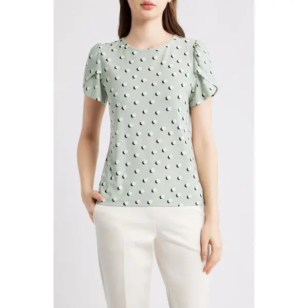 Anne Klein Dot Print Tulip Sleeve Top
