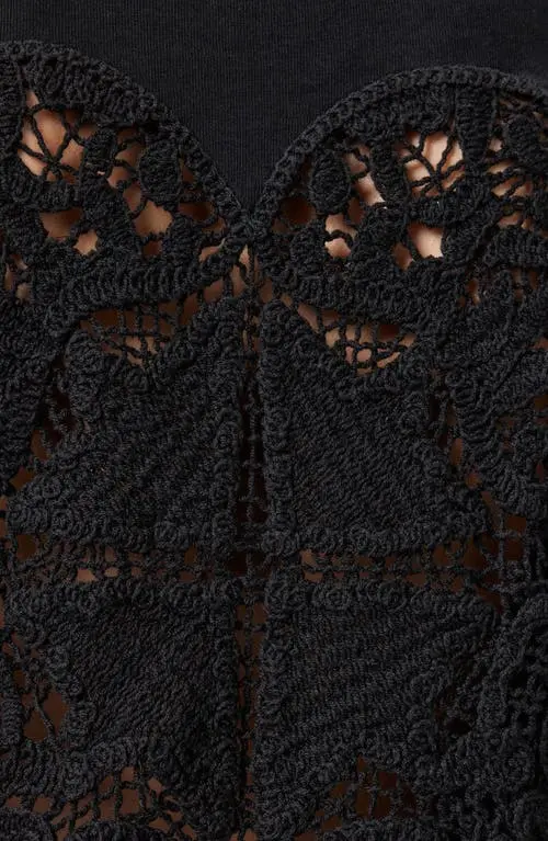 ALLSAINTS Esme Amelie Crochet Heart Back T-shirt - Black