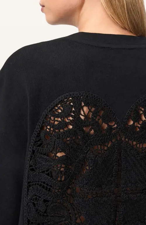 ALLSAINTS Esme Amelie Crochet Heart Back T-shirt - Black