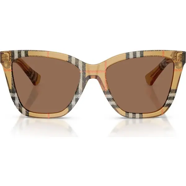 Burberry 54mm Square Sunglasses - Check Sand/dark Brown