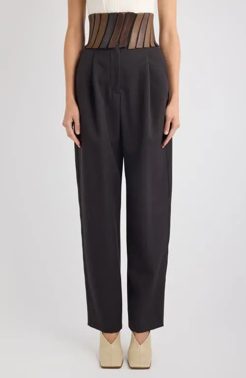 Alaïa High-waist Wool Gabardine Pants With Leather Belt