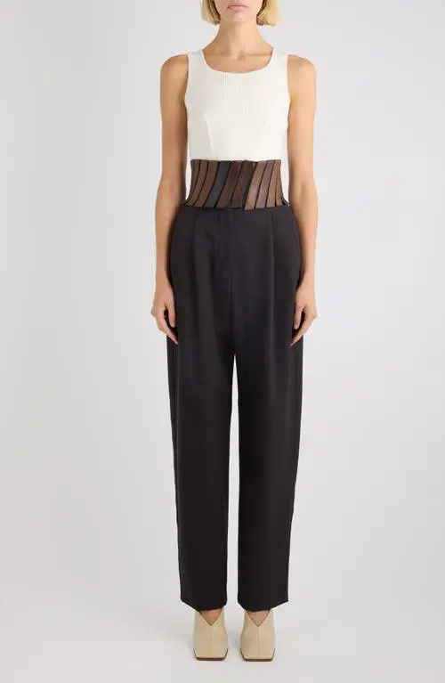 Alaïa High-waist Wool Gabardine Pants With Leather Belt