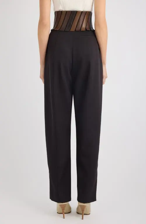 Alaïa High-waist Wool Gabardine Pants With Leather Belt