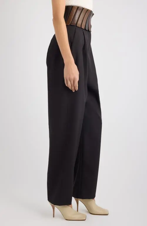 Alaïa High-waist Wool Gabardine Pants With Leather Belt