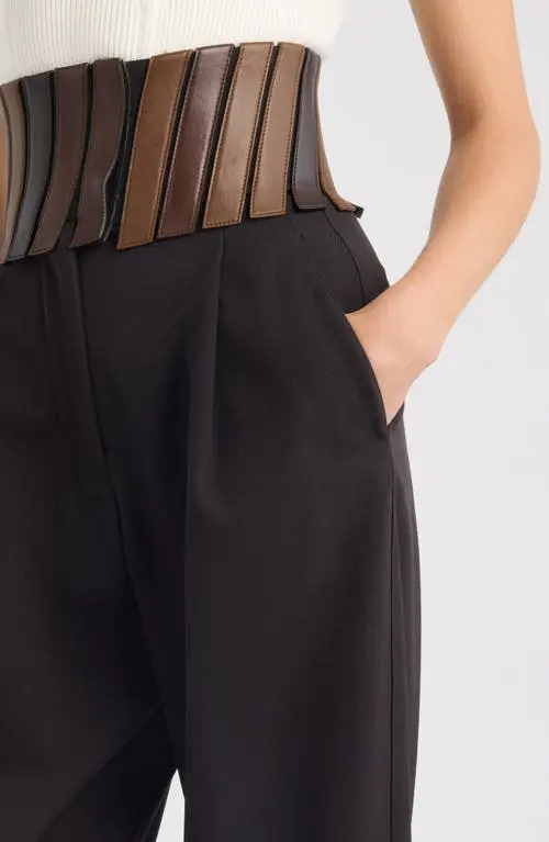Alaïa High-waist Wool Gabardine Pants With Leather Belt