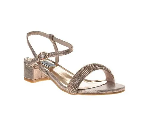 Badgley Mischka Low Heeled Dress Sandals - Rose Gold