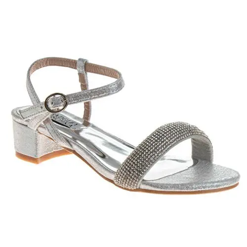 Badgley Mischka Low Heeled Dress Sandals - Silver