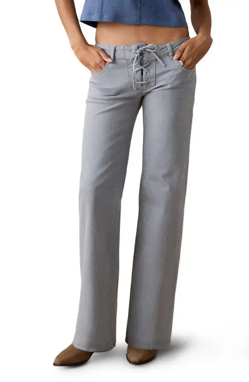 Mango Lace-up Low-rise Wide-leg Jeans