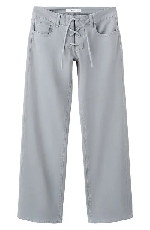Mango Lace-up Low-rise Wide-leg Jeans