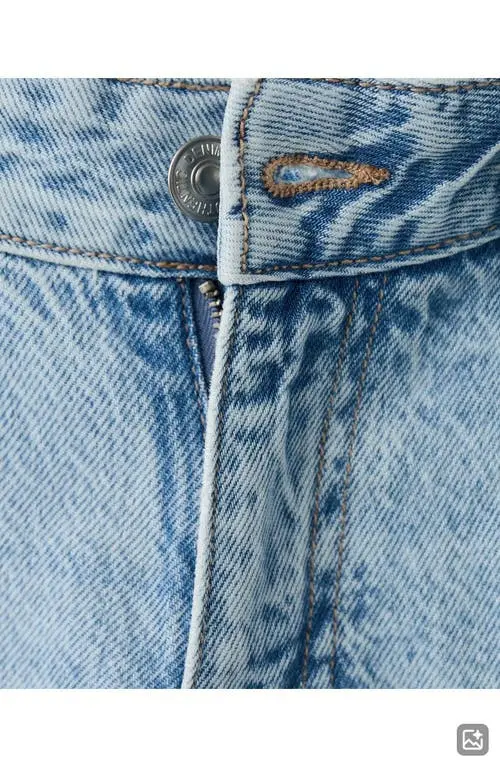 Mango Two-tone Wide Leg Jeans - Medium Blue