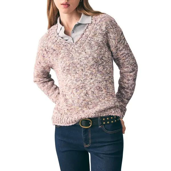 Mango Heather Knit V-neck Sweater