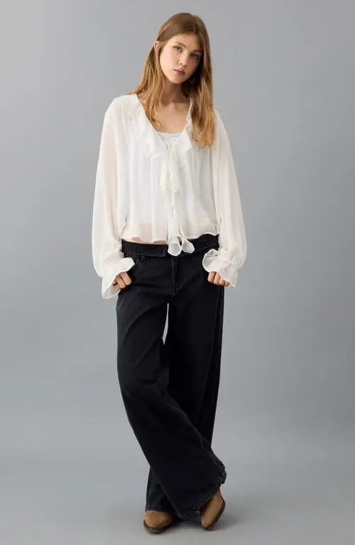 Mango Flowy Ruffle Top