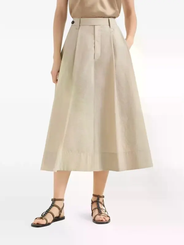 Brunello Cucinelli Sartorial Button Midi Skirt